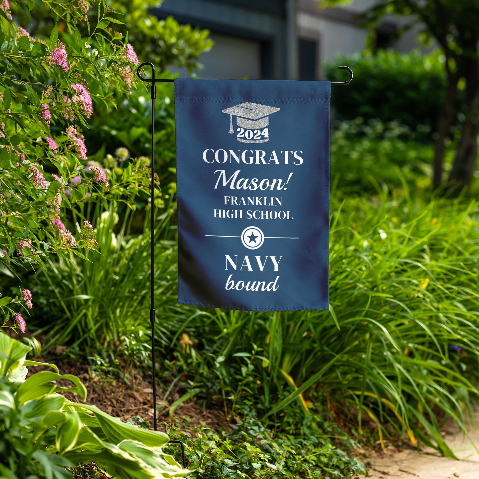 Navy Bound, Graduation Yard Sign, Personalized Garden Flag, Military ...