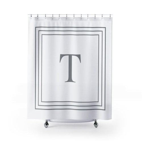 Custom Shower Curtains Bathroom Decor Monogram Initial Etsy
