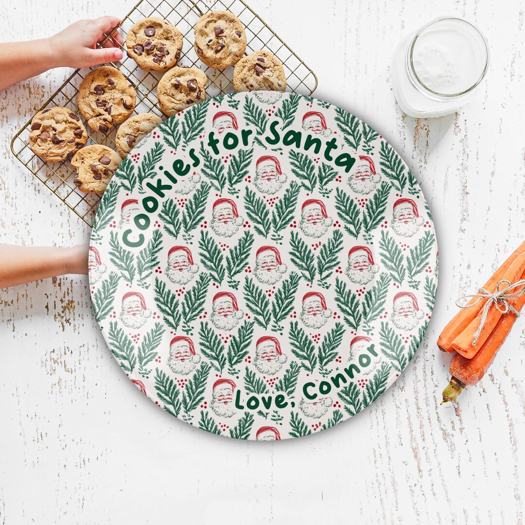 Cookies for Santa Plate, Personalized Childs Santa Cookie Plate, Custom ...