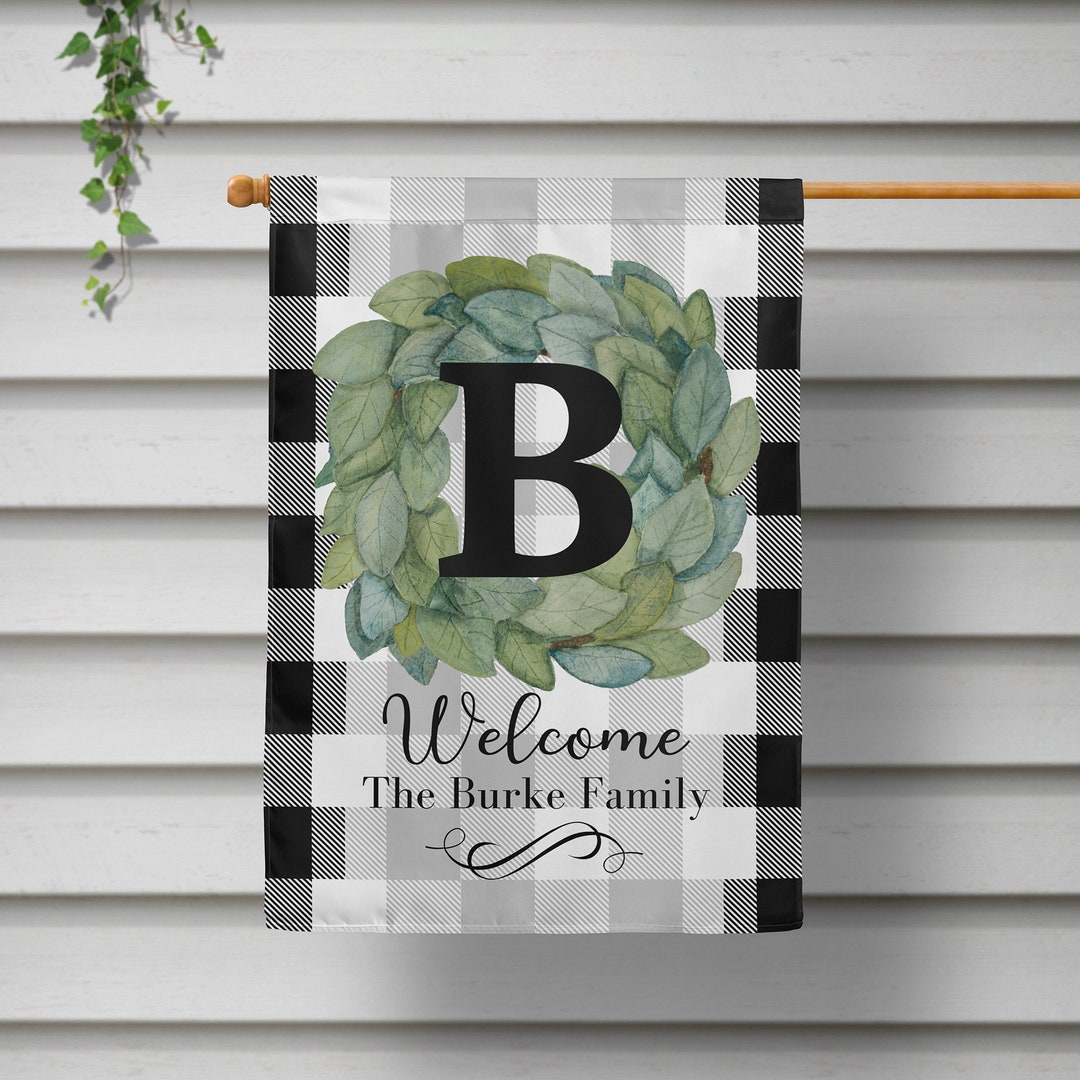 Initial House Flag, Personalized Garden Flag, Farmhouse Welcome Yard ...