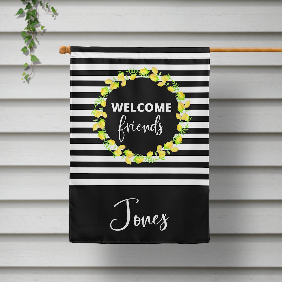 Lemon Wreath Personalized House Flag, Garden Flag, New Home Gift ...