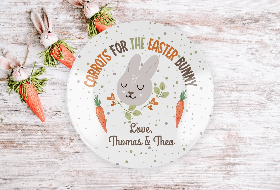 Easter Plate, Custom Name Plate, Carrots for the Easter Bunny ...