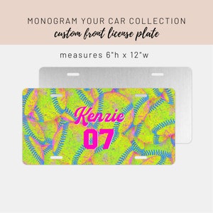 Softball License Plate, Front License Plate, Personalzed Car Tag, New ...
