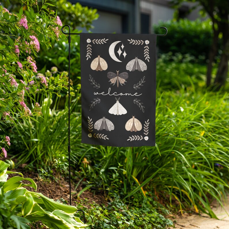 Whimsigoth Garden Flag, Moth Flag, Gothic Home Decor, Luna Moth House ...