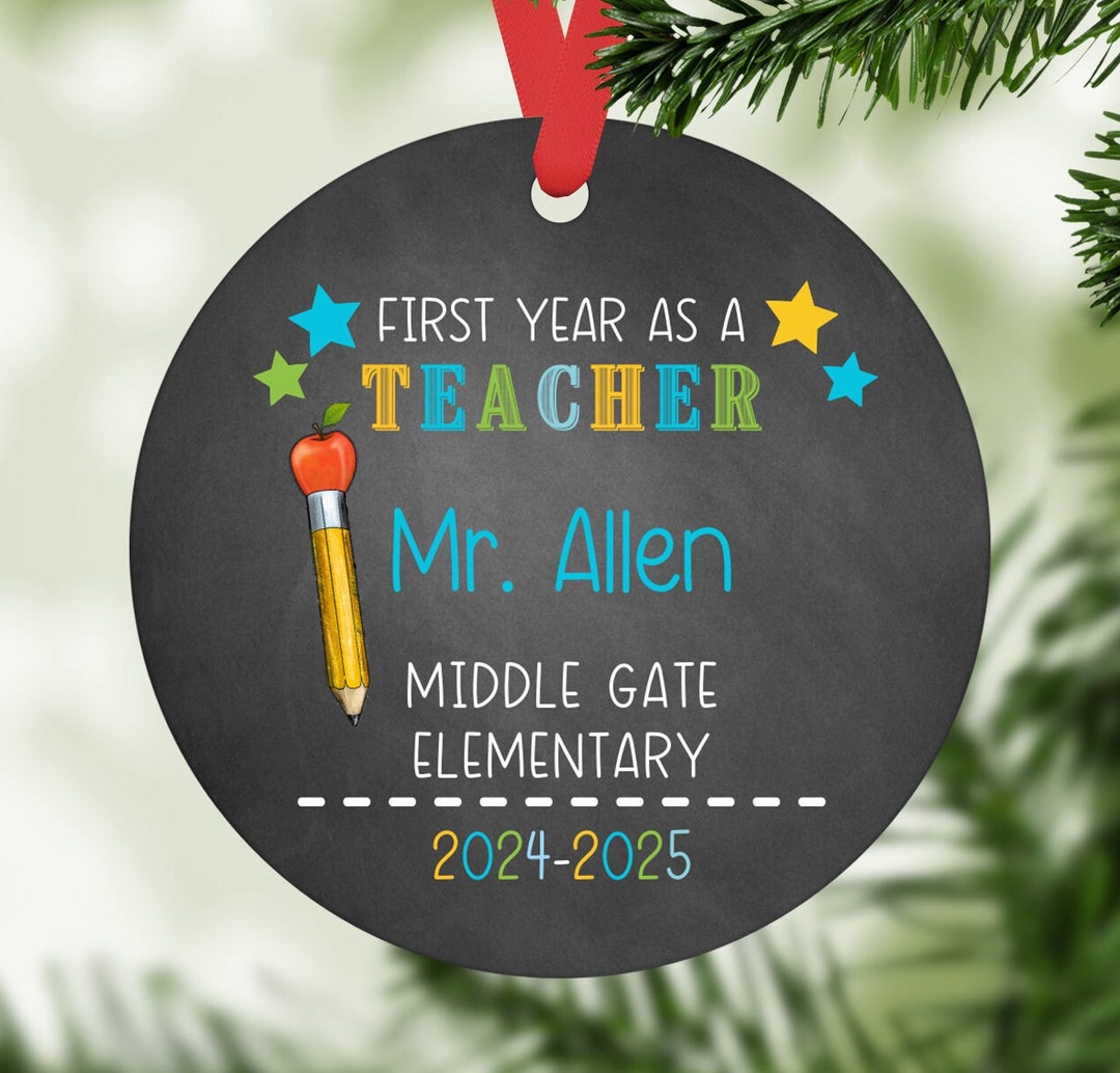 First Year Teacher, Personalized Ornament, Custom New Teacher Ornament ...