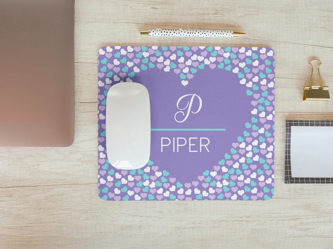 Cute Mouse Pad Personalized Kids Desk Mat Modern Fun Hearts - Etsy
