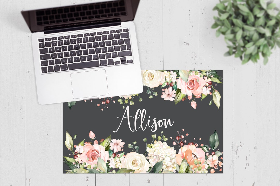 Large Mouse Pad, Personalized Desk Mat, Floral Office Decor, Teacher ...