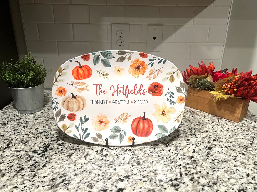Personalized Thanksgiving Dinner Platter, Custom Family Serving Platter ...
