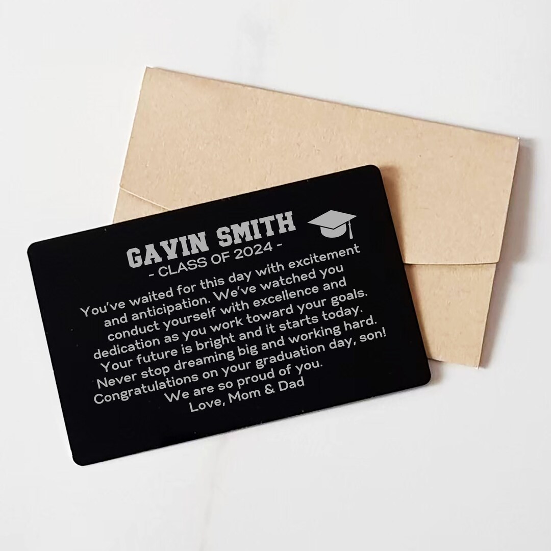 Personalized Engraved Wallet Card, Custom Graduation Gift, Male Grad ...