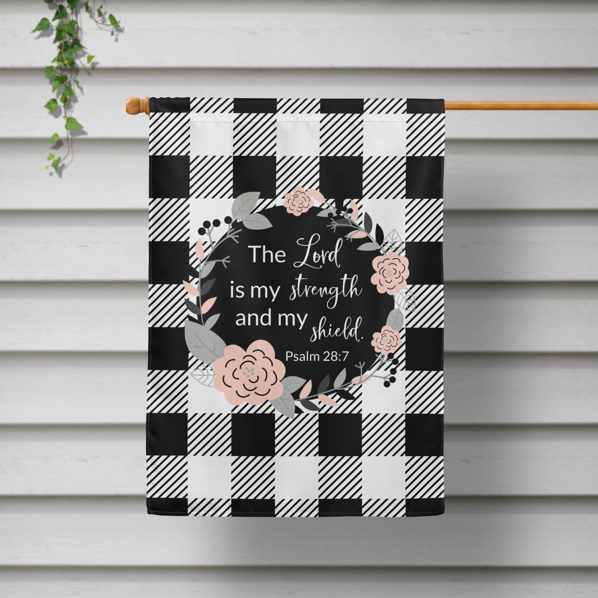 Scripture Garden Flag Bible Verse House Sign Buffalo Plaid - Etsy UK