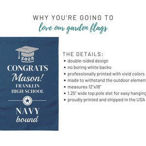 Navy Bound, Graduation Yard Sign, Personalized Garden Flag, Military ...