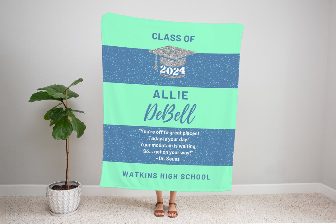 Personalized Throw Blanket, Graduation Gifts, Senior 2024, High School ...
