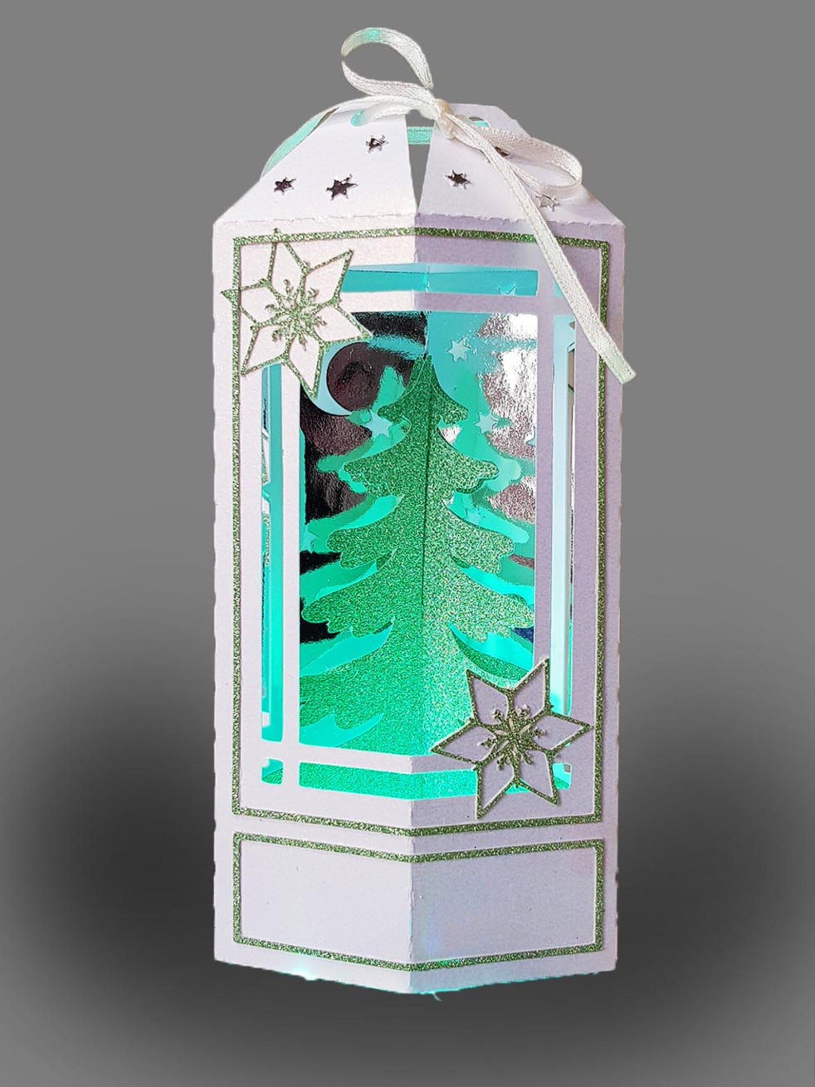 Christmas Tree Hanging box card with envelope Template | Etsy