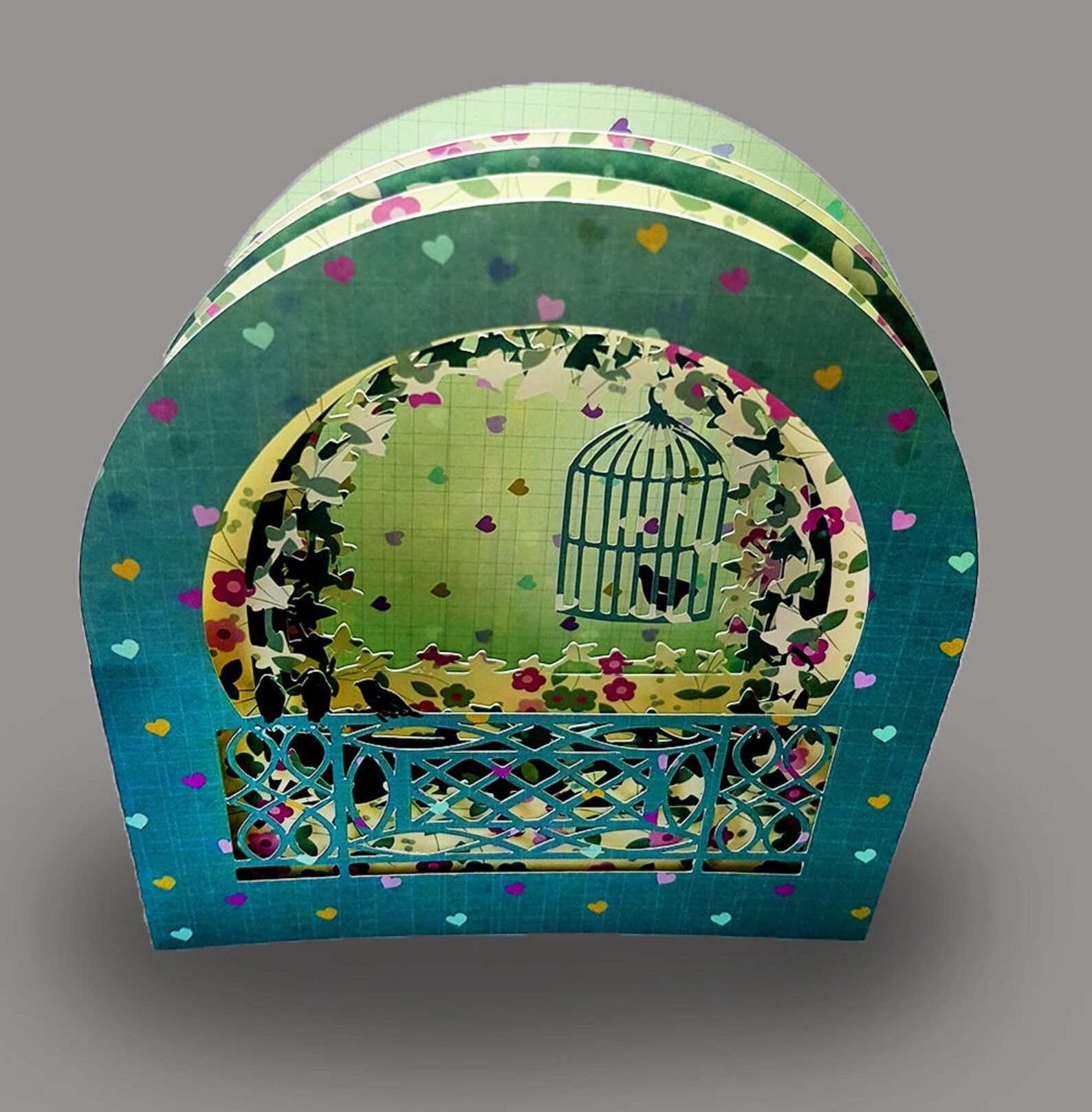 Little Birds Box Card Template - Etsy UK