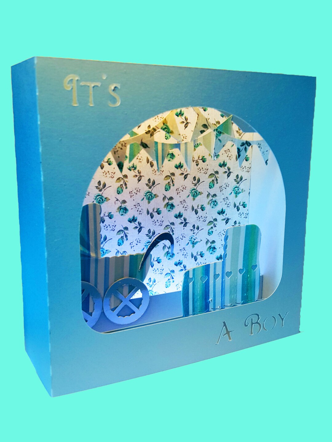 It's A Boy Greetings Box Card Template - Etsy