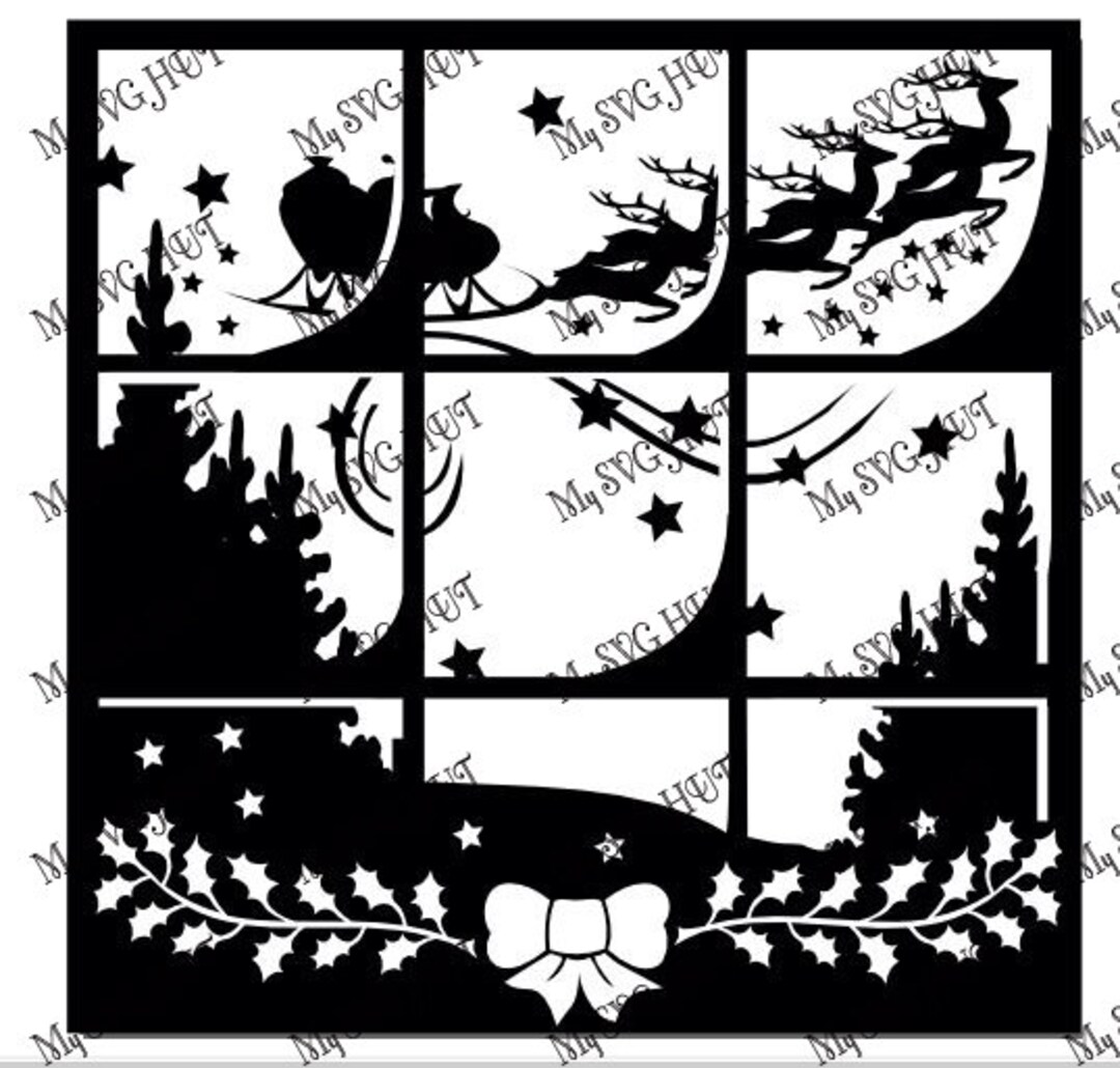 Christmas Window Scene Vinyl Template - Etsy