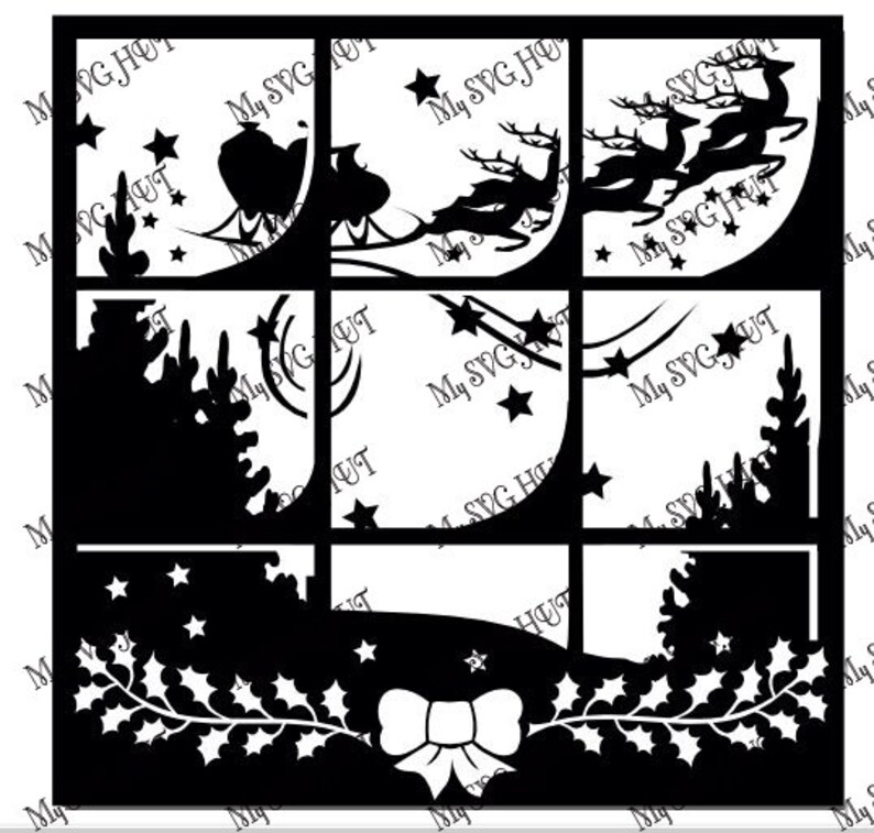 Christmas Window Scene Vinyl Template - Etsy