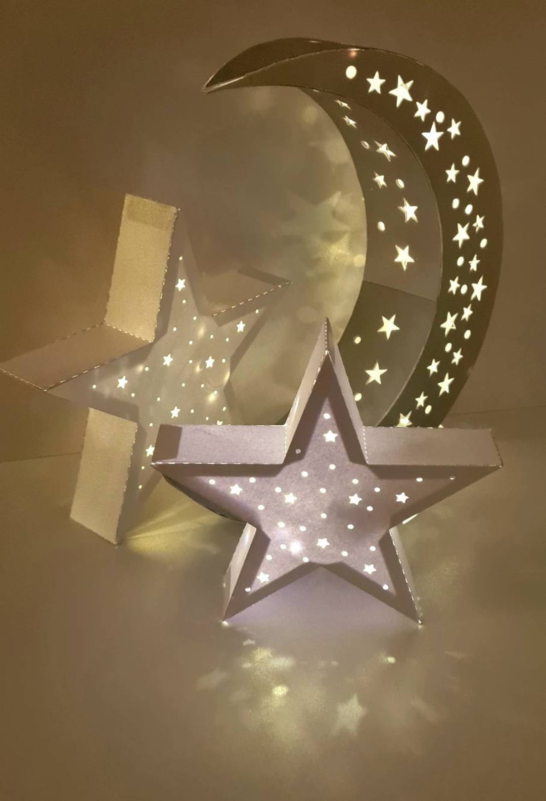 3D Moon and Star Lantern Set Digital Download - Etsy