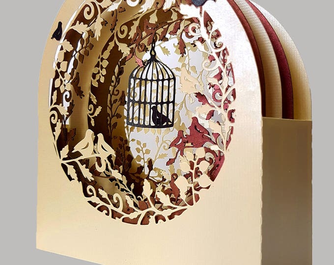 Floral Dome Box Card Template - Etsy