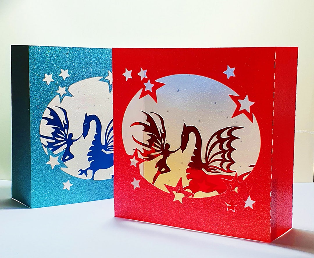 Fairy and Dragon Box Card Template - Etsy