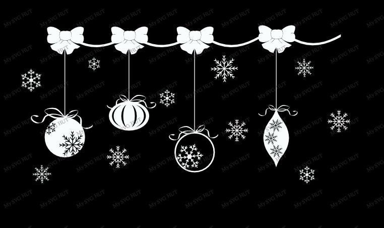 Hanging Baubles Window decoration template | Etsy