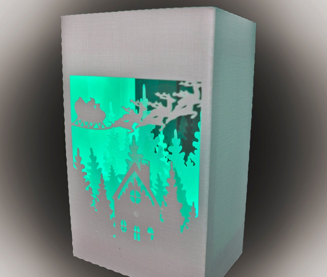 Snowy Forest Silhouete Box Lantern - Etsy UK