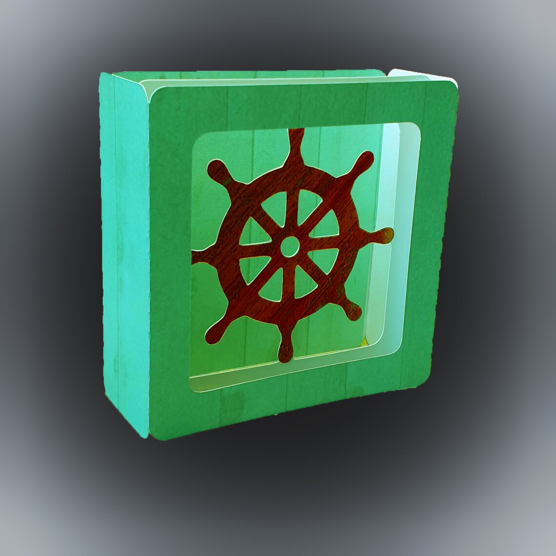 Ships Wheel Design 4 Inch Square Box Card Template - Etsy UK