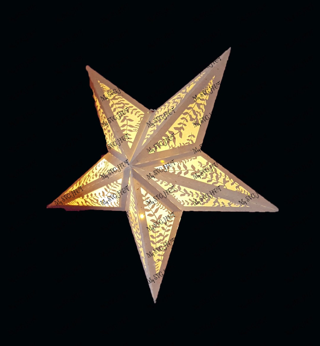 3D Folding Star Lantern With Leaf Design Template - Etsy