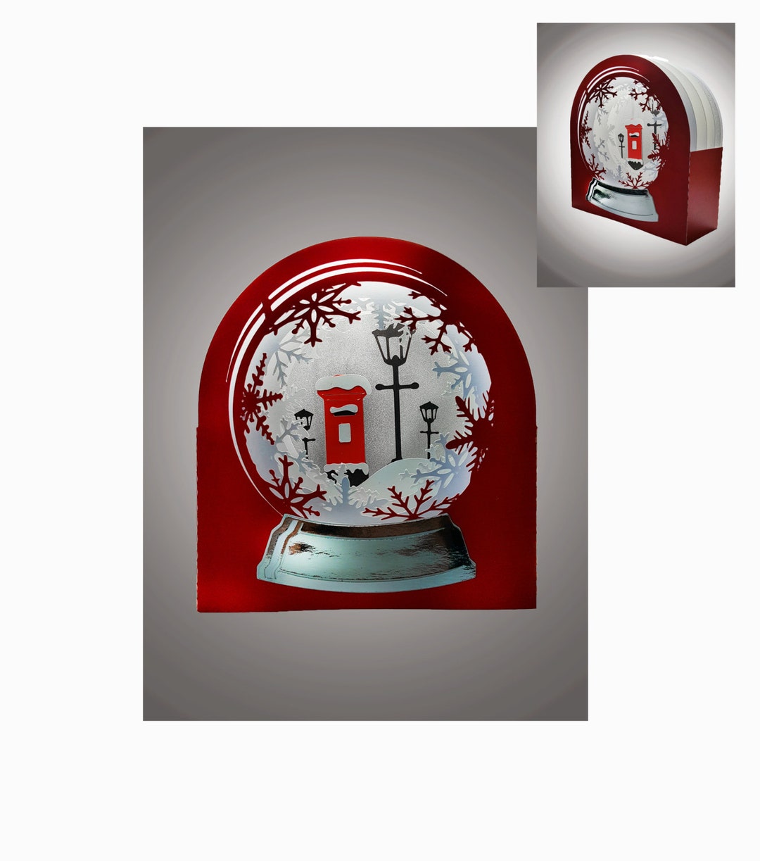 Snow Globe Card Red Letter Box Template - Etsy