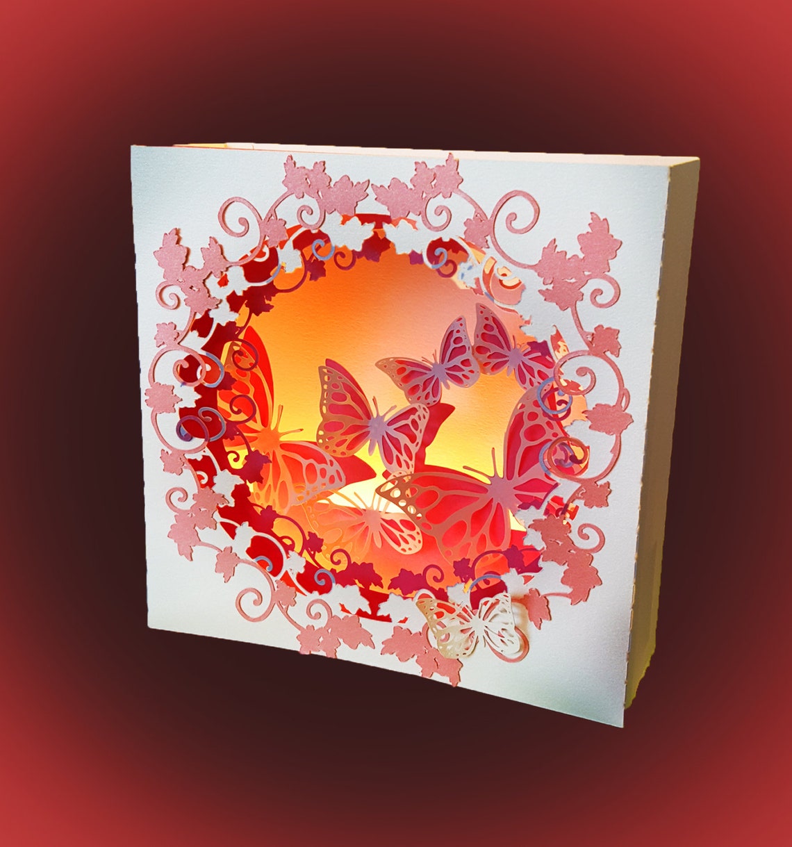 Floral Butterfly Greetings Box Card Template - Etsy