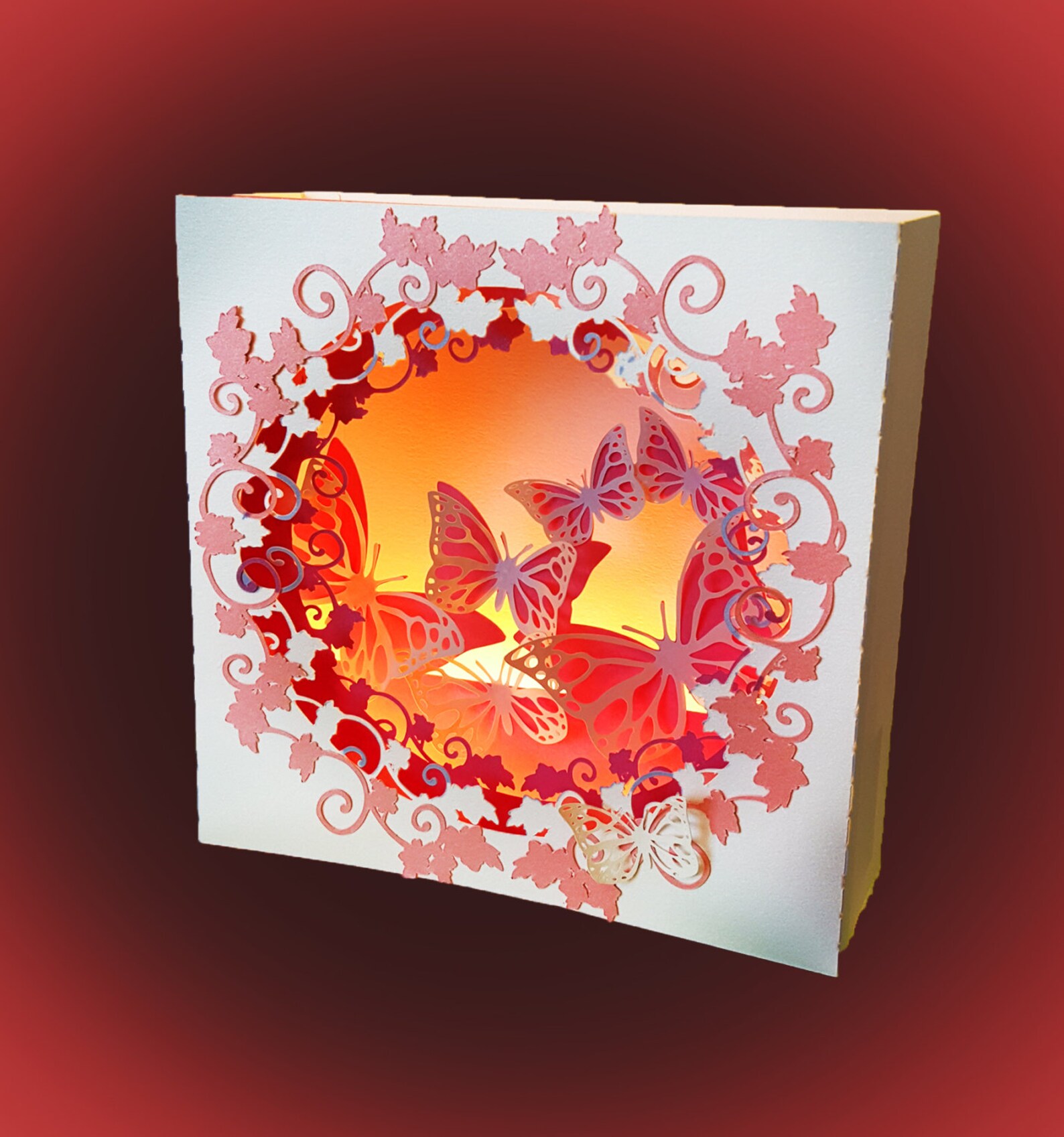 Floral Butterfly Greetings Box Card Template - Etsy