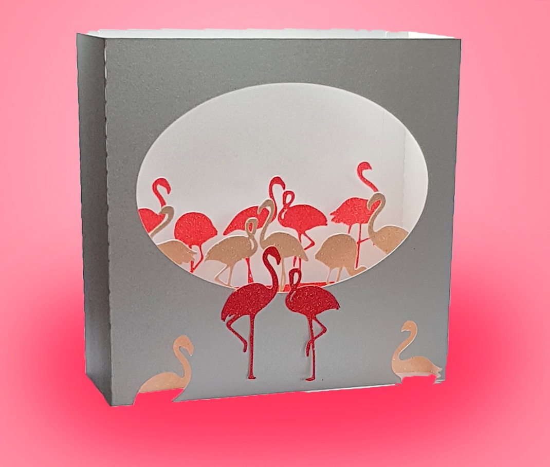 Flamingo Box Card Template - Etsy