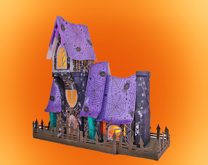 Halloween Haunted House Template Papercraft DIY Candy Box & Greeting ...