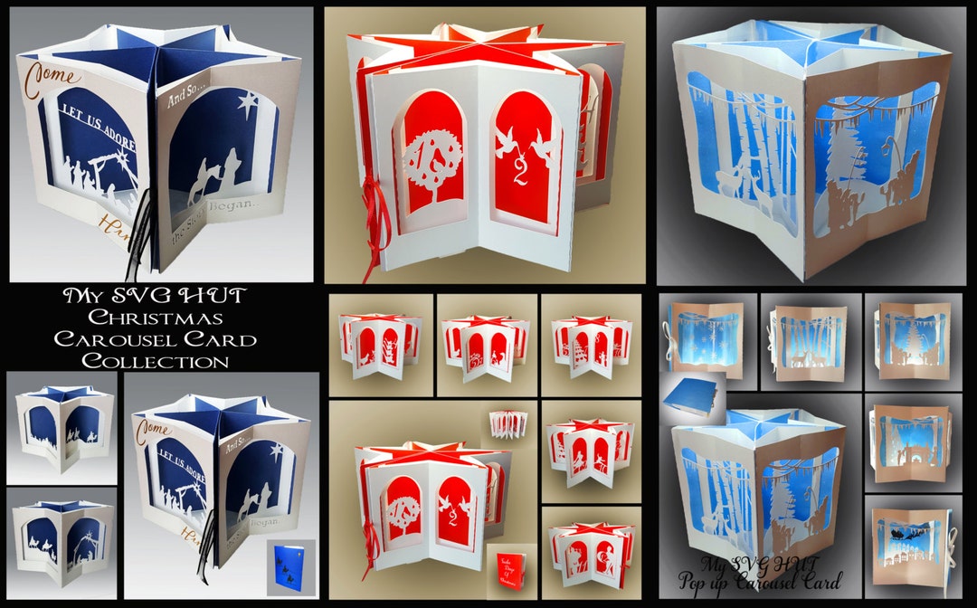 Set of 3 Christmas Pop up Carousel Cards - Etsy