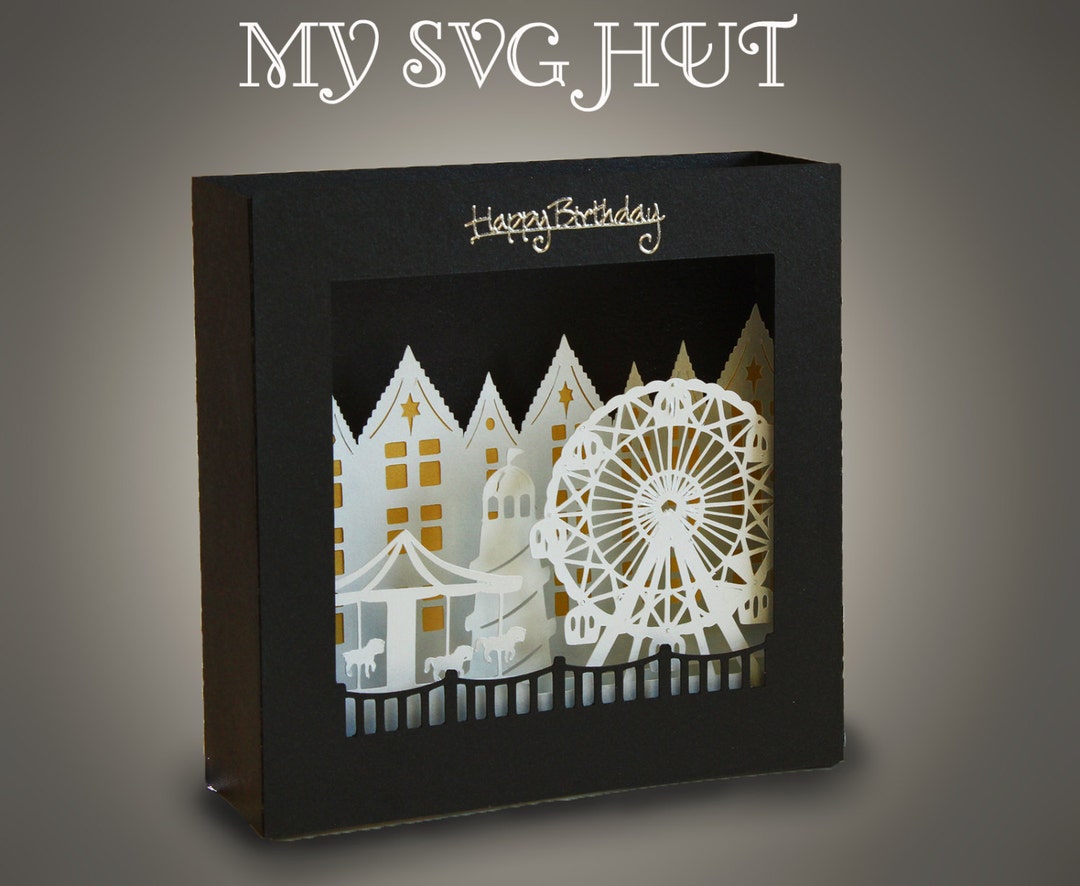 3D SVG PDF Fun Fair Theme Box Card DIGITAL Download - Etsy
