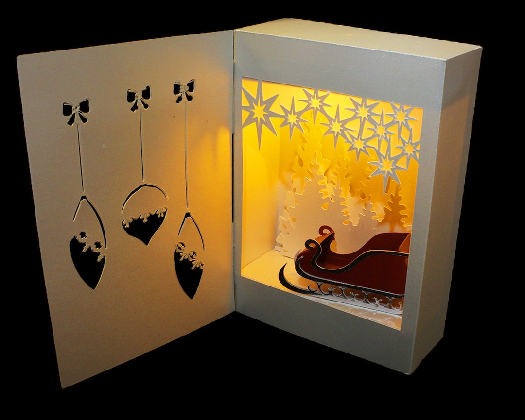 3D SVG Shadow Box Lantern Santa Surprise - Etsy