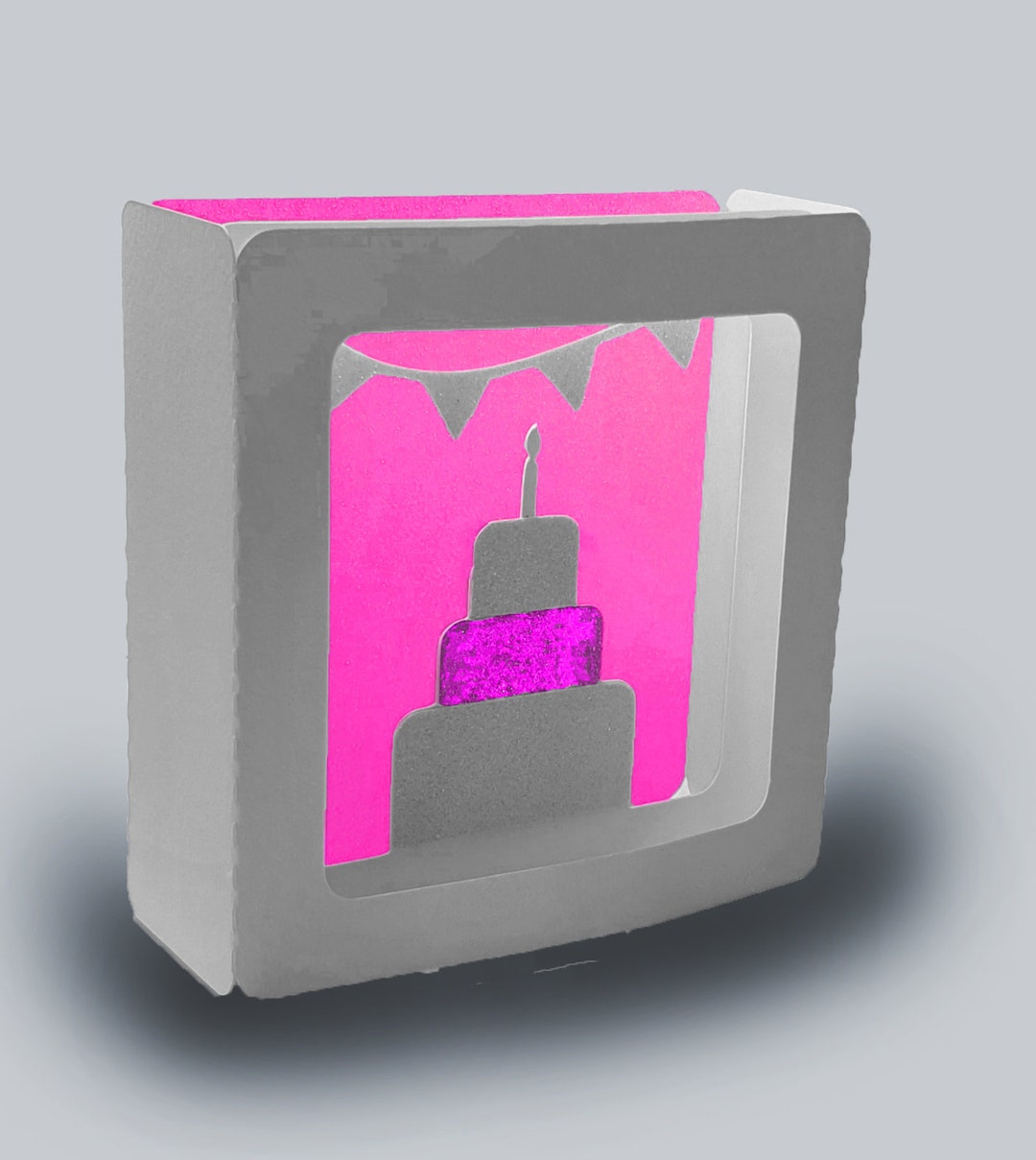 Birthday Cake 4 Inch Square Box Card Template - Etsy