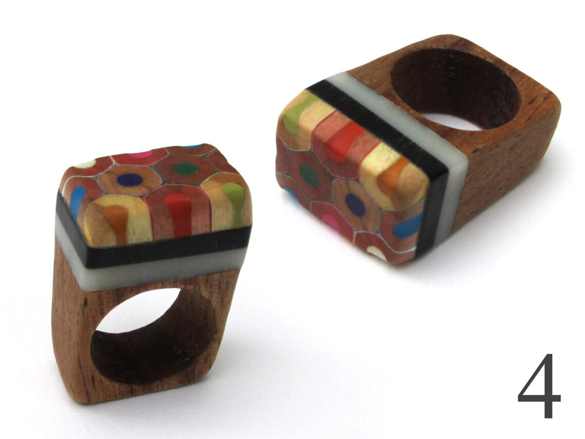 Chunky Wooden Pencil Rings - Etsy UK
