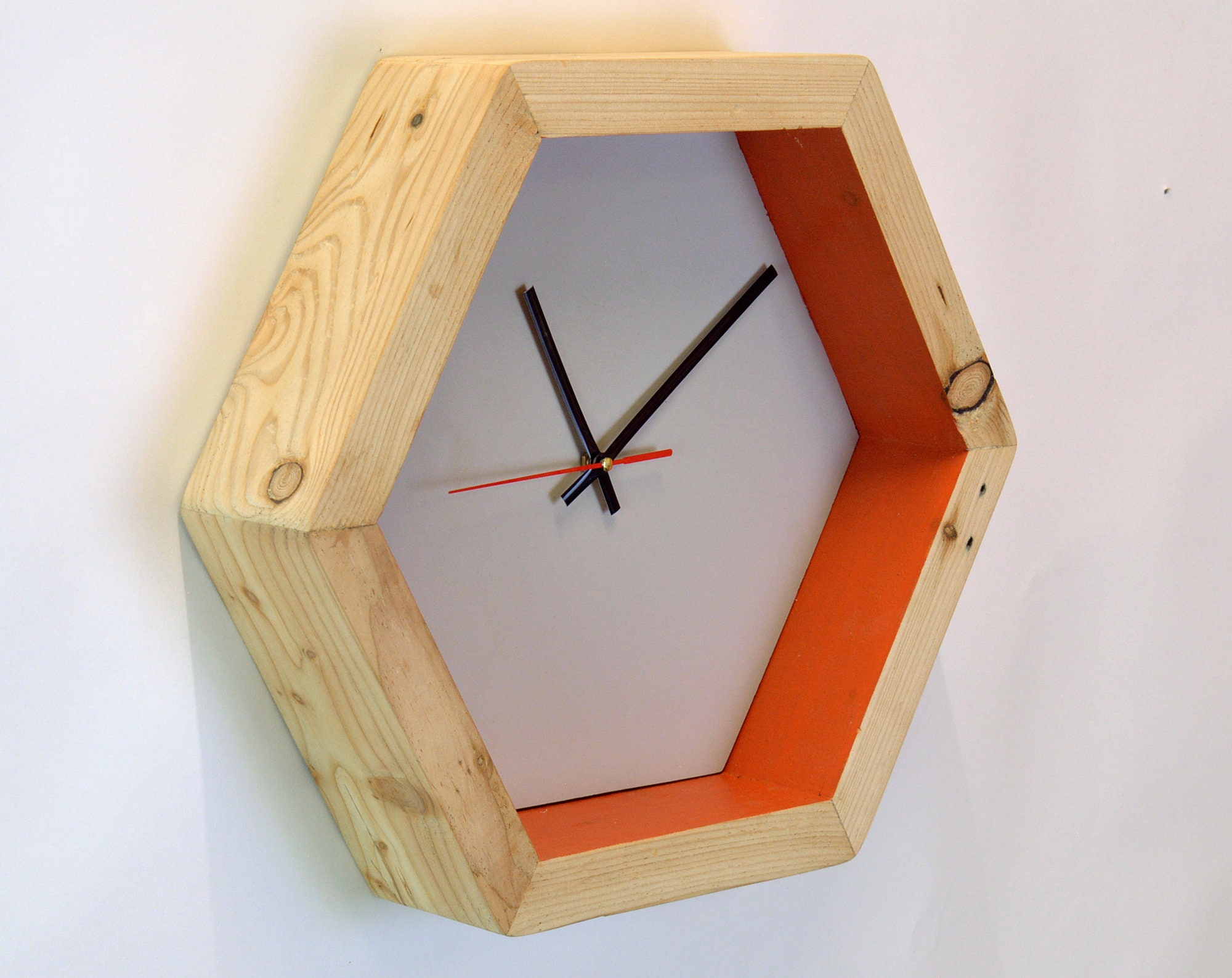 Hexagon CLOCK Reclaimed Scaffold Board Solid Wood Geometric - Etsy ...