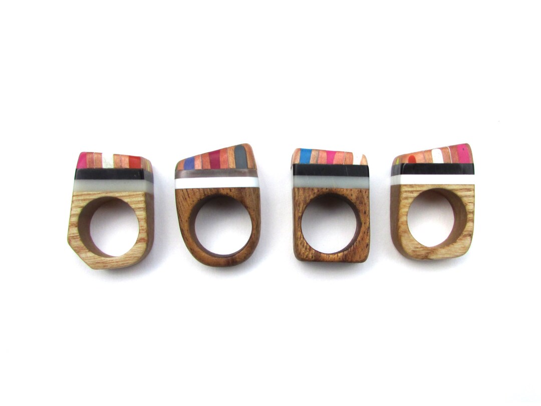 Chunky Wooden Pencil Rings - Etsy