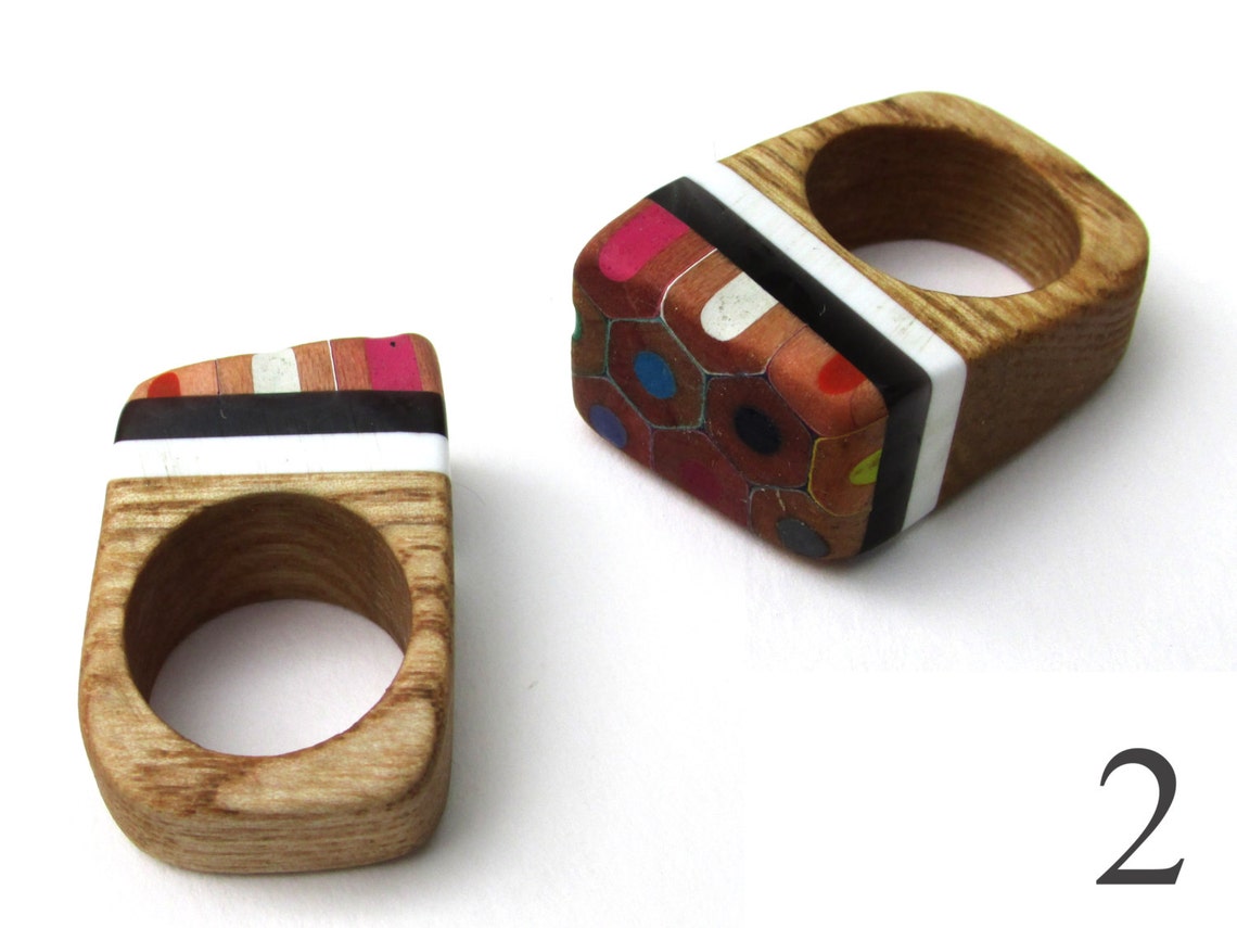 Chunky Wooden Pencil Rings - Etsy UK
