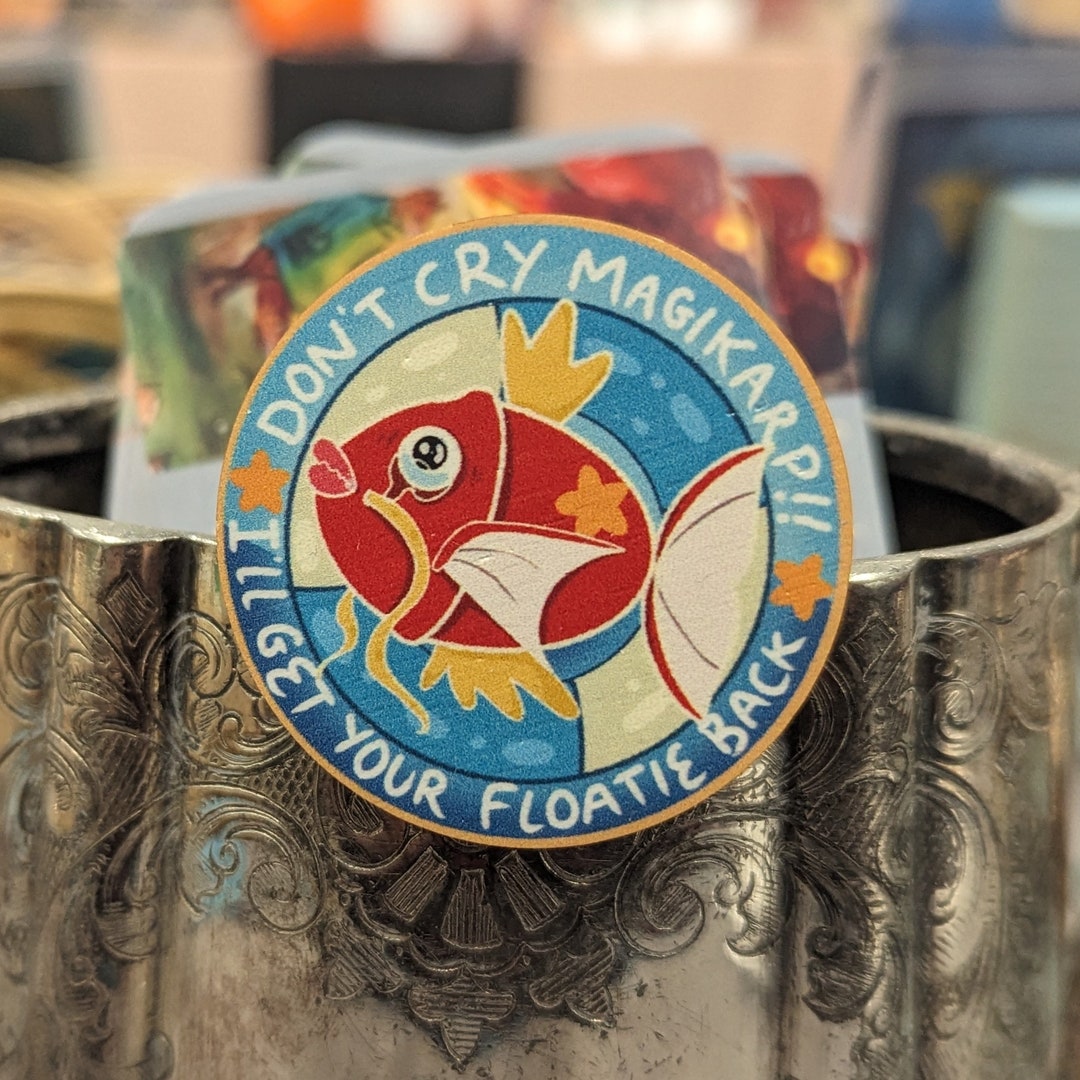 Pokemon Concierge Fan Art Don't Cry Magikarp Wooden Pin Pool Floatie - Etsy