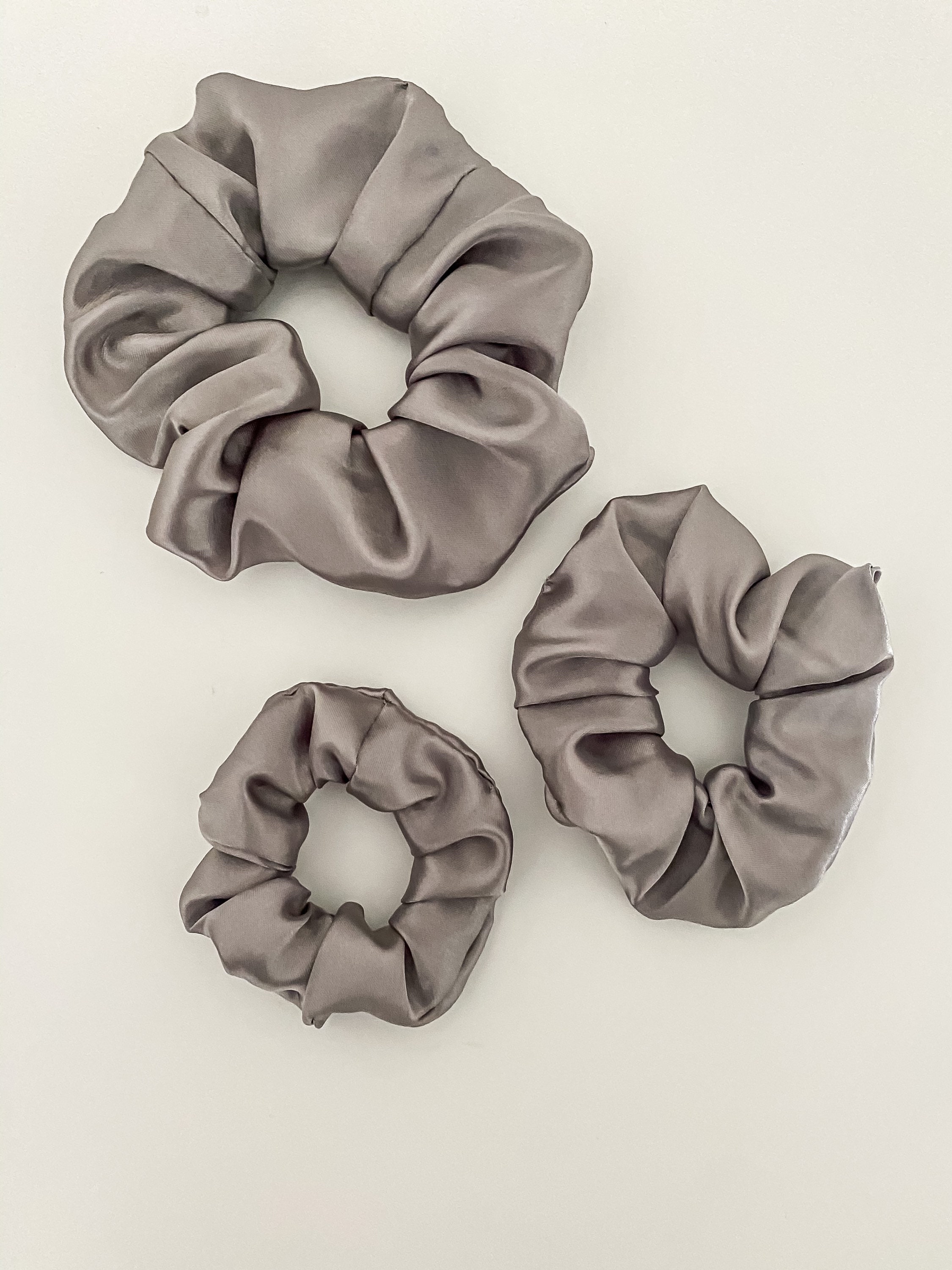 Grey Satin Scrunchie Silver Silk Scrunchie Grey Hair Etsy Uk