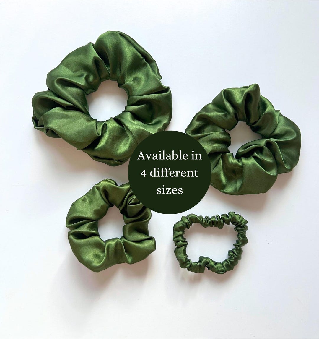 Green Satin Scrunchie, Olive Green Scrunchie, Olive Scrunchie, Green ...