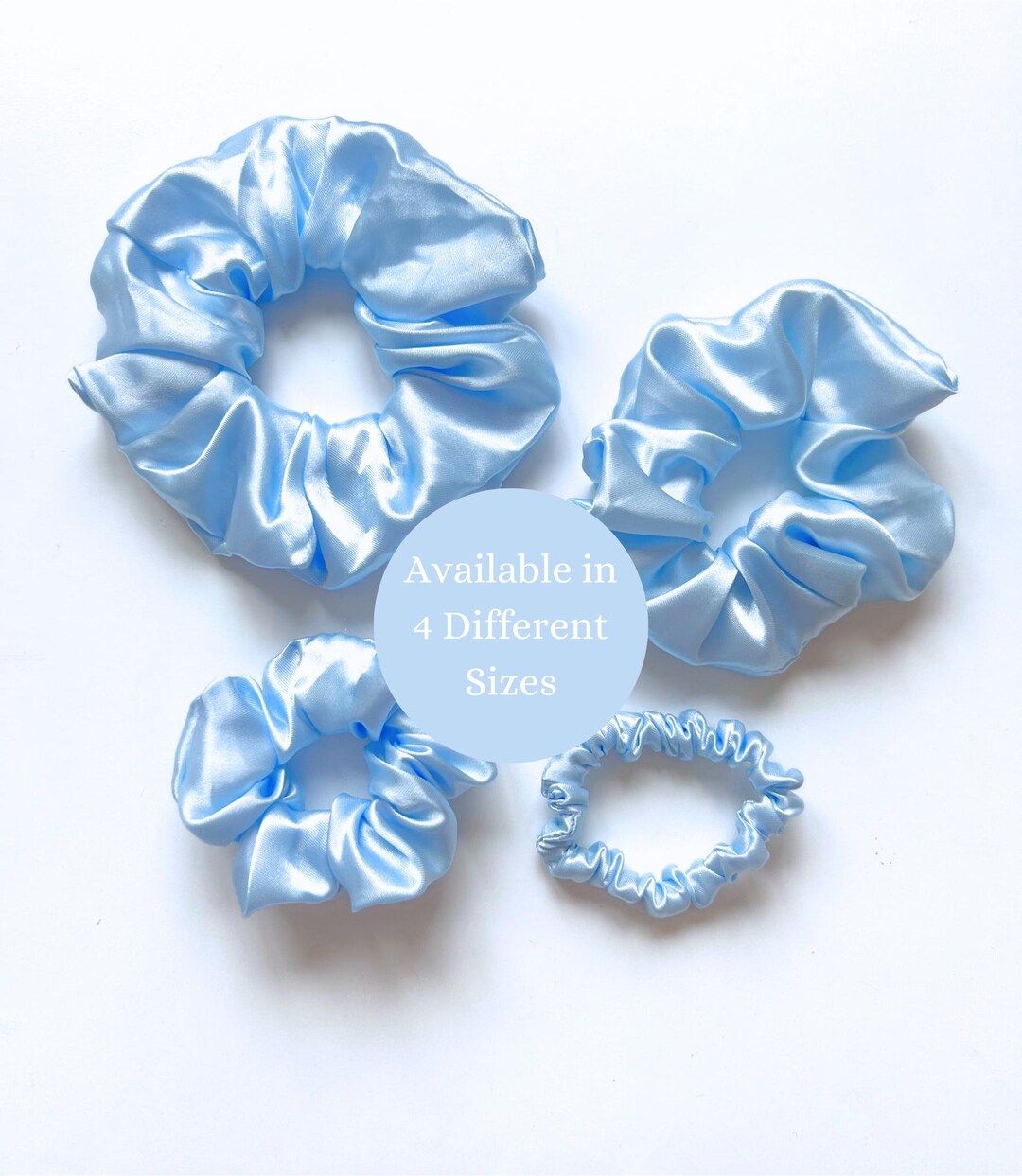 Blue Satin Hair Scrunchie, Silk Hair Scrunchie, Blue Scrunchie, Blue ...