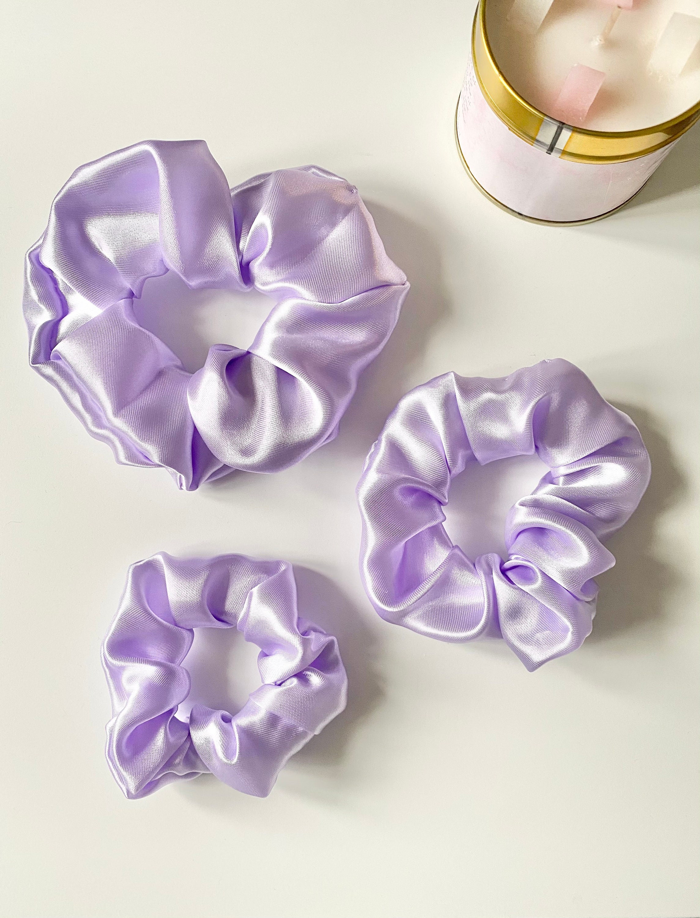 Purple Satin Hair Scrunchie Silk Hair Scrunchie Purple | Etsy