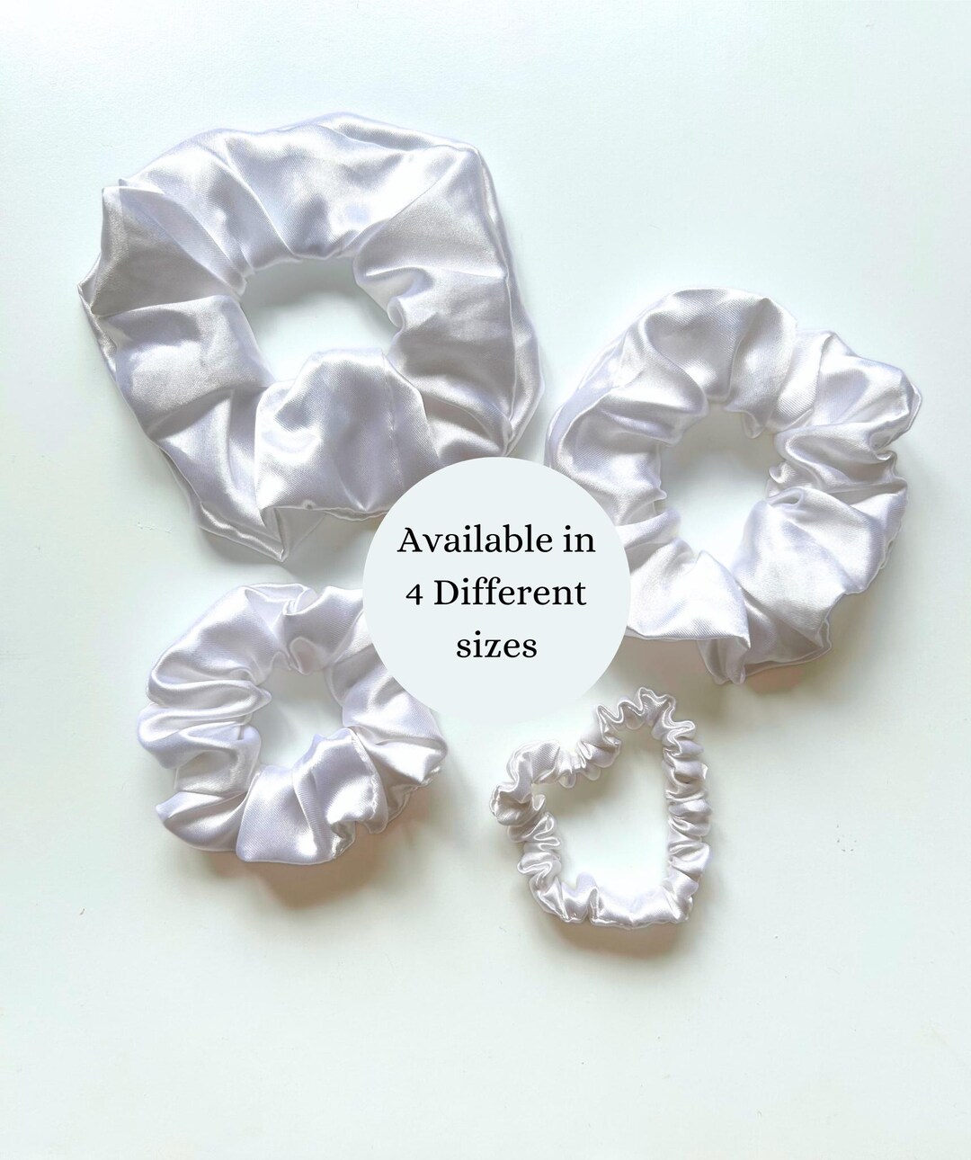 White Satin Scrunchie, White Silk Scrunchie, White Hair Scrunchie ...