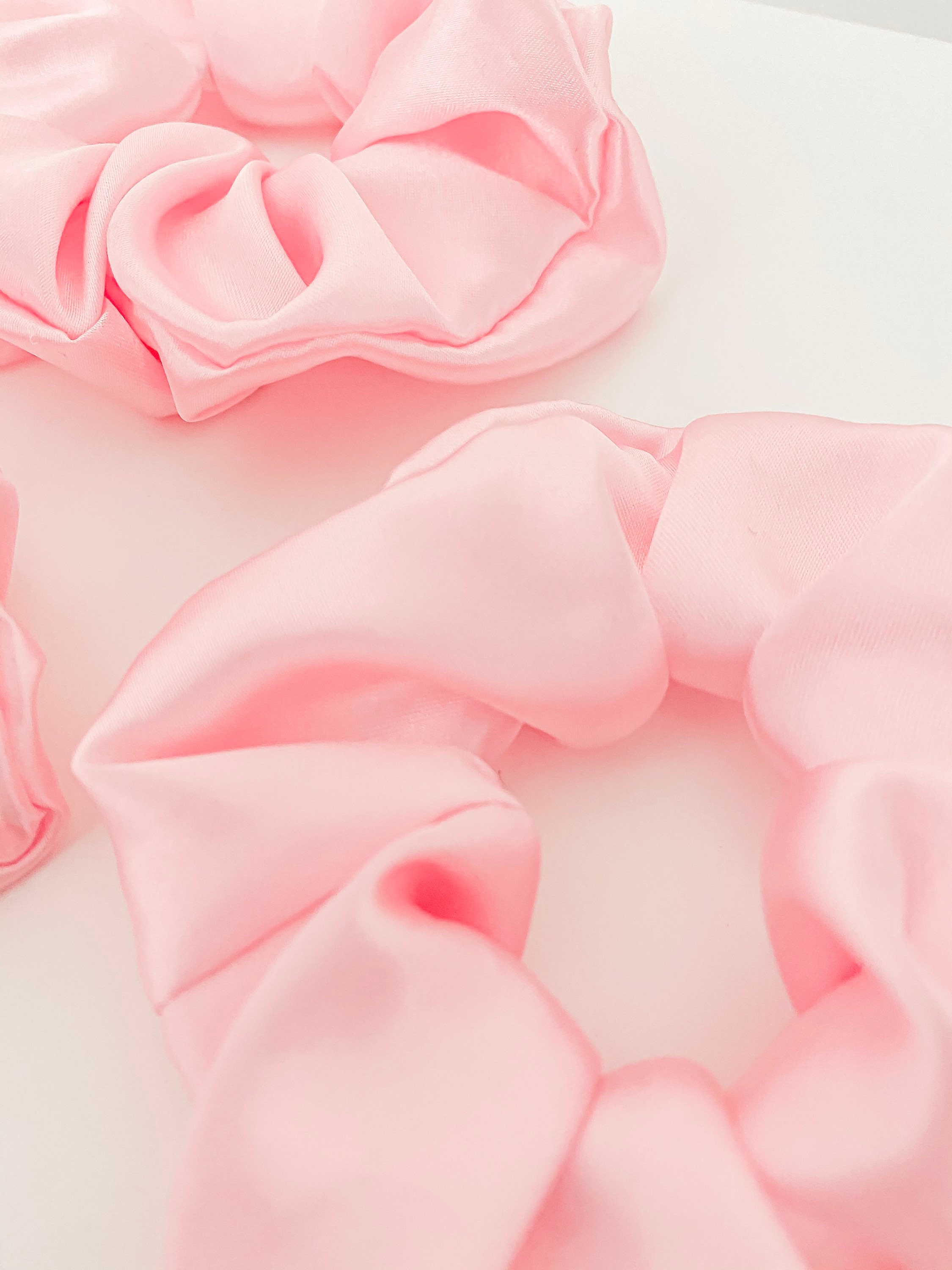 Pink Satin Scrunchie Pink Silk Scrunchie Baby Pink | Etsy