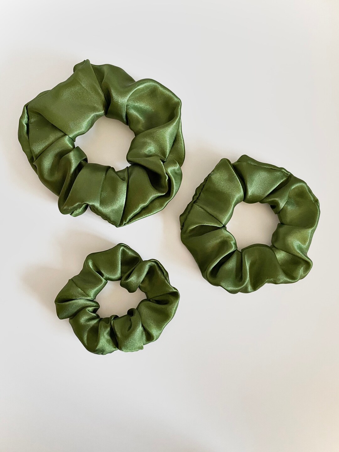 Green Satin Scrunchie, Olive Green Scrunchie, Olive Scrunchie, Green ...