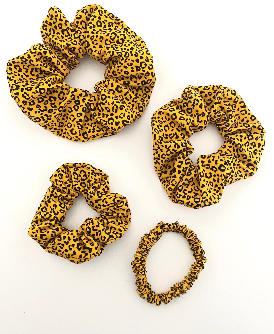 Leopard Scrunchie, Leopard Print, Yellow Scrunchie, Small Scrunchie ...